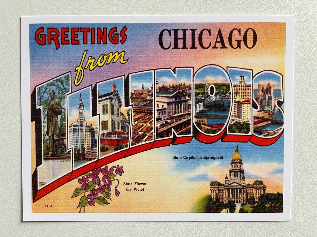 Vintage Chicago Postcard | Greetings From Illinois Vintage Inspired ...