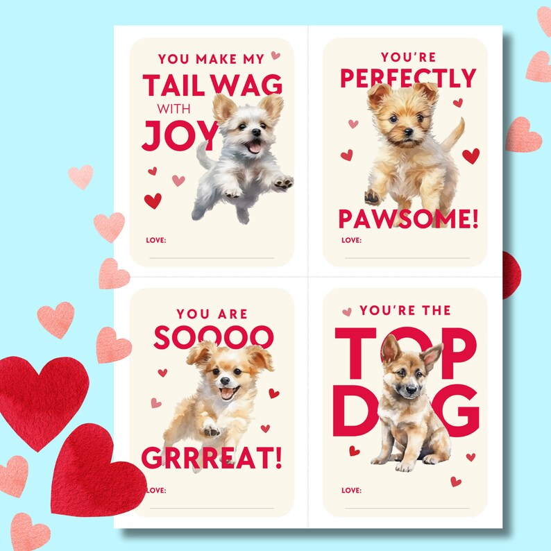 Puppy Valentine's Day Card Printable PDF Download 8 Student and 2 ...