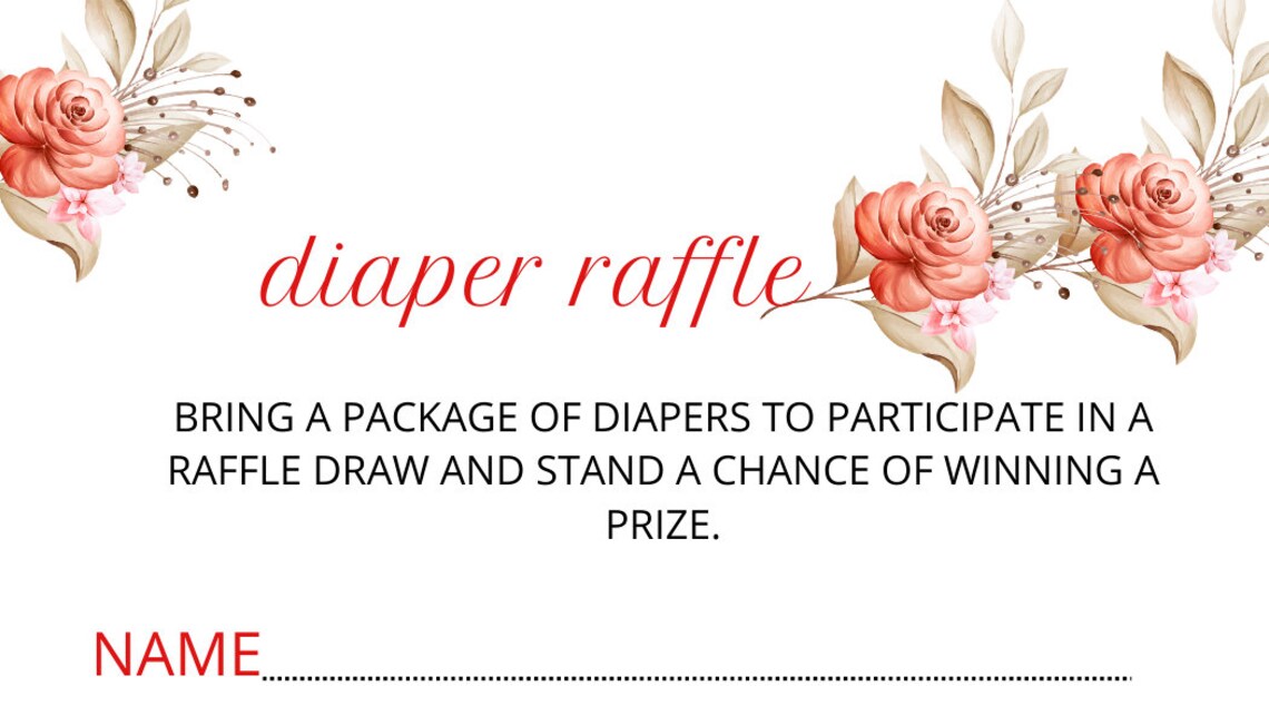 Diapers Raffle Diapers Raffle Template Editable Diapers - Etsy