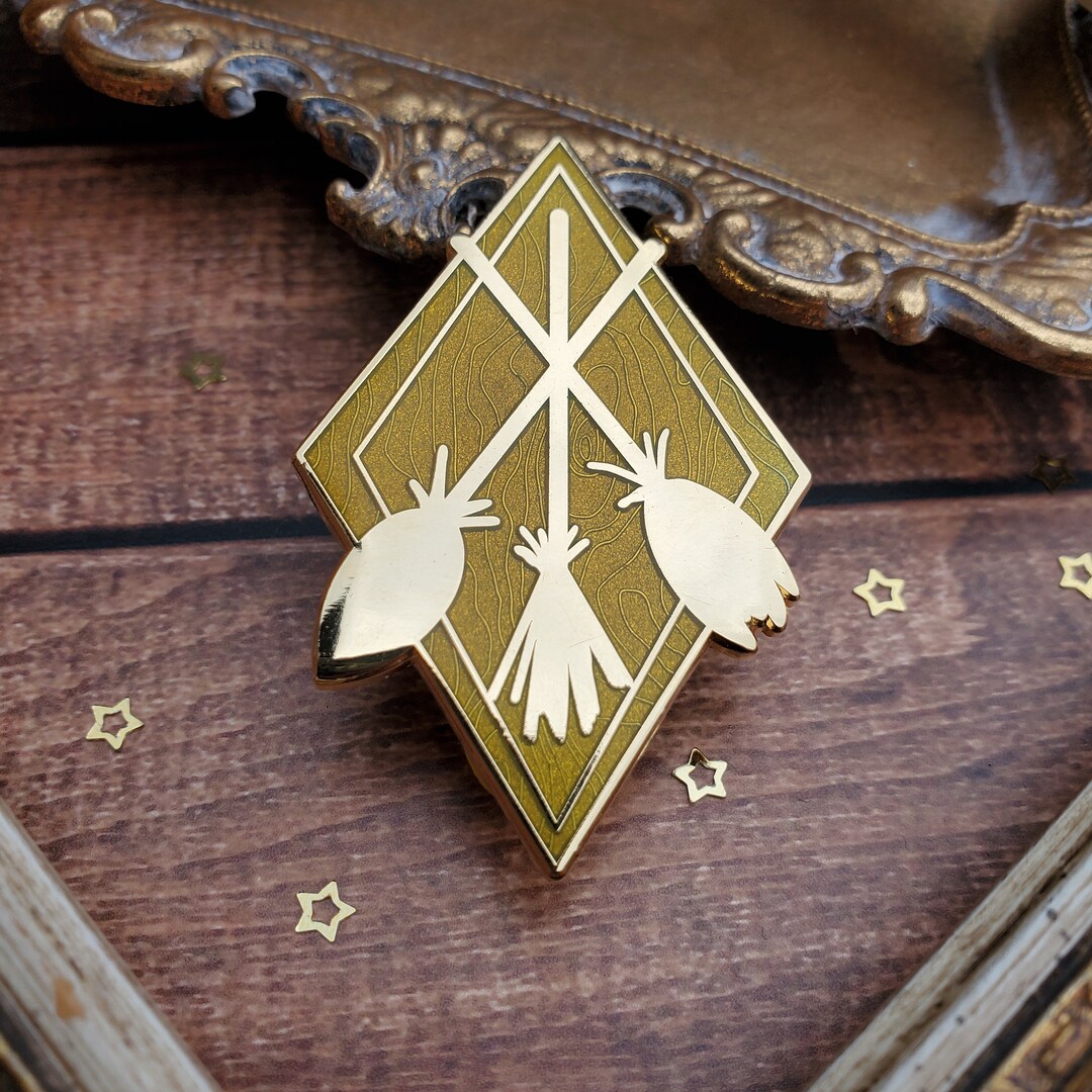 Three Brooms Enamel Pin - Gold - Etsy