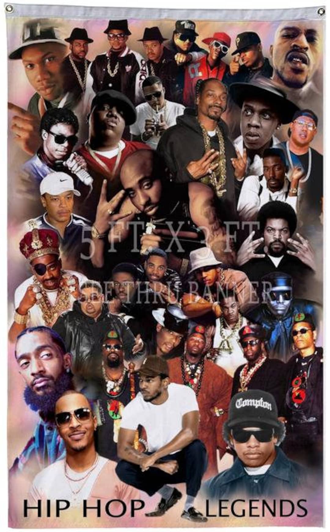 Hip Hop FLAG 3X5 Feet Hip Hop Legends Tupac Biggie Busta Rhymes Nas Jay ...