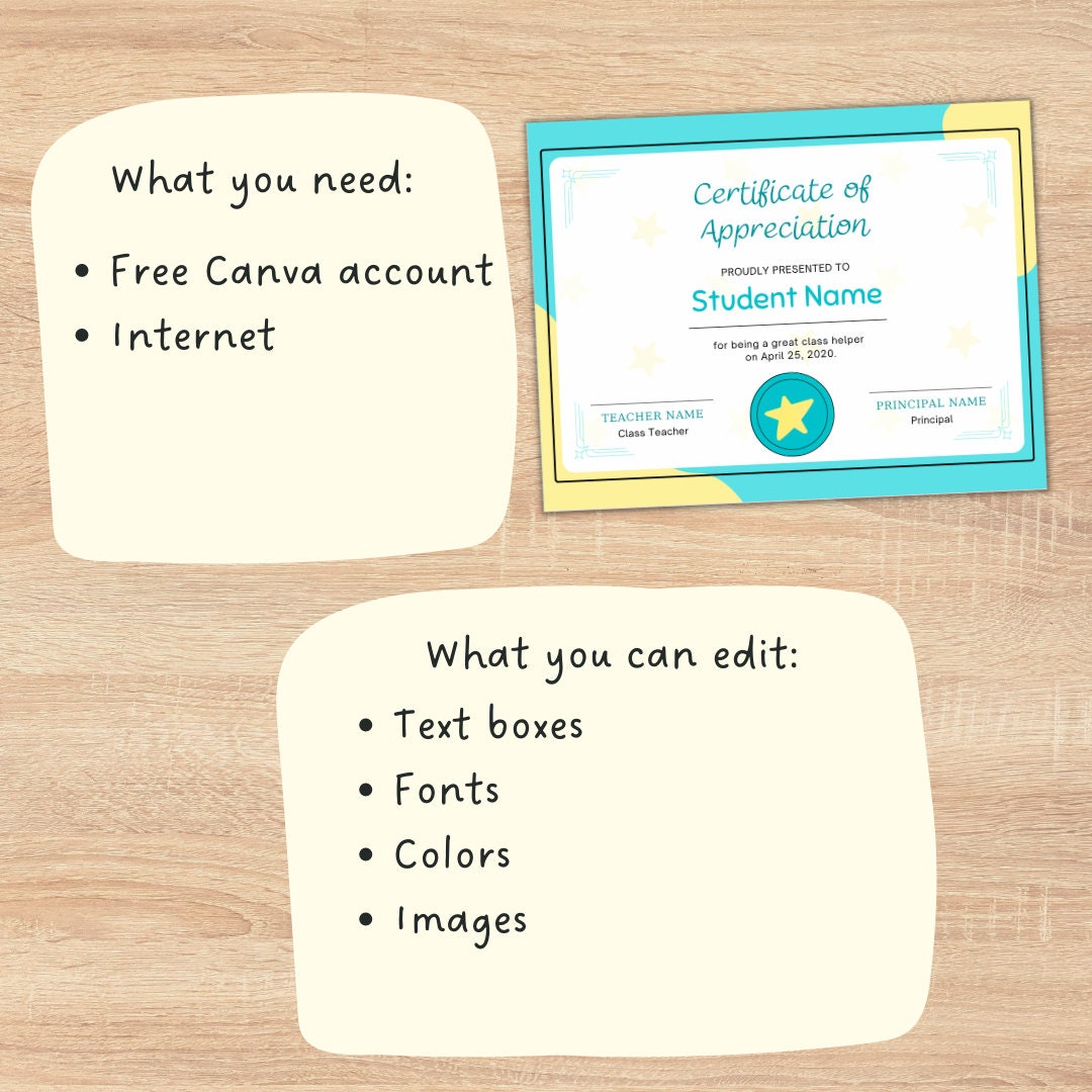 Student Certificate of Appreciation Template, Editable Canva Digital ...