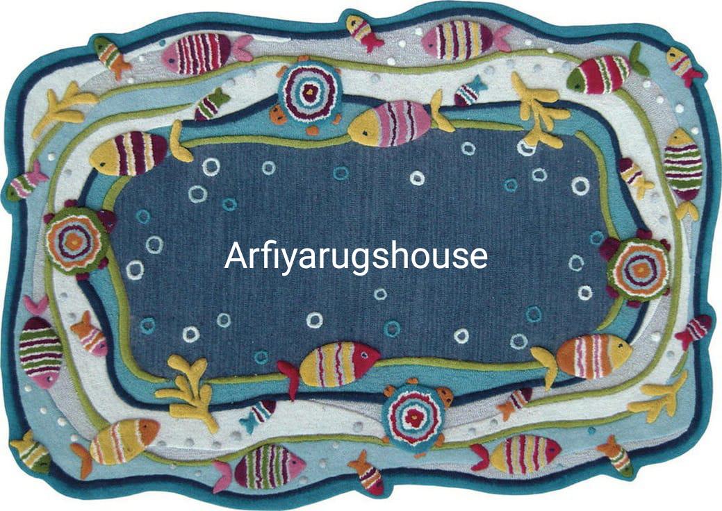 Hand-tufted Wool Fish Rug: Multicolored Home Decor - Etsy