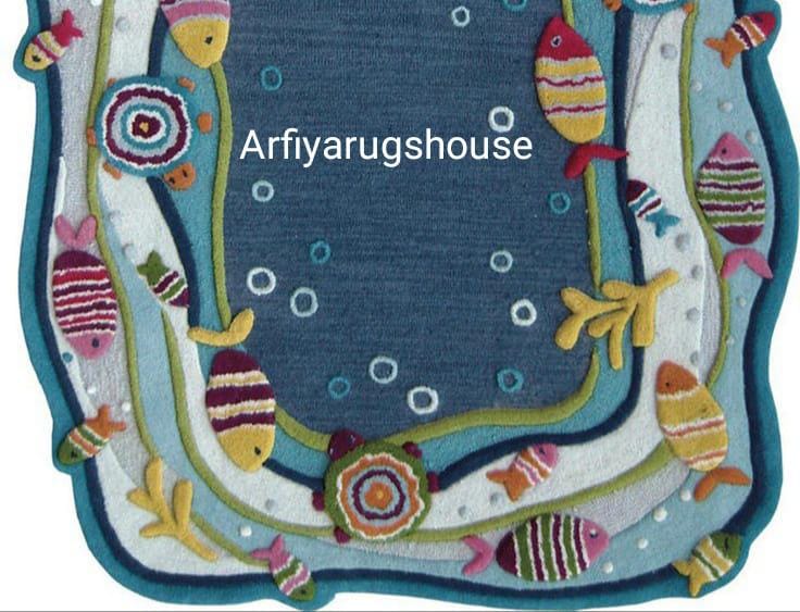 Hand-tufted Wool Fish Rug: Multicolored Home Decor - Etsy