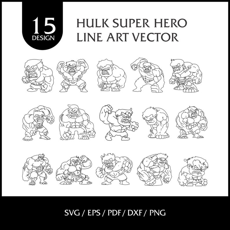 Hulk Super Hero Line Art Vector SVG - Etsy