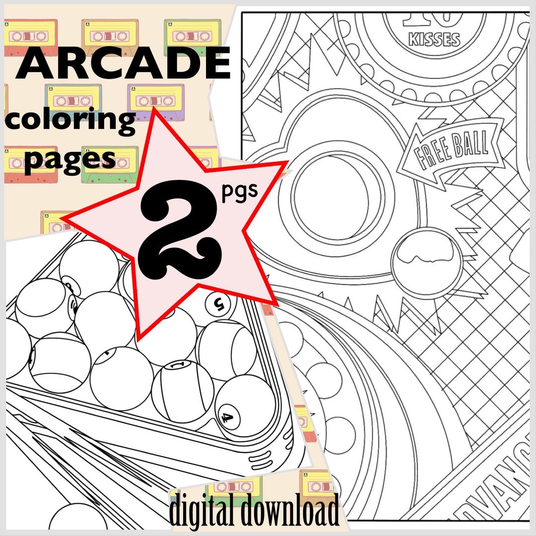 Arcade Themed Coloring Pages - Etsy