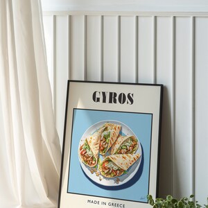 Gyros Poster, Food Print, Modern Kitchen Decor, Greek Food, Chef Print ...