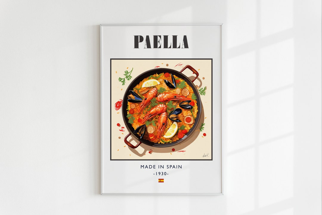 Paella Poster, Food Print, Modern Kitchen Decor, Spanish Food, Chef ...