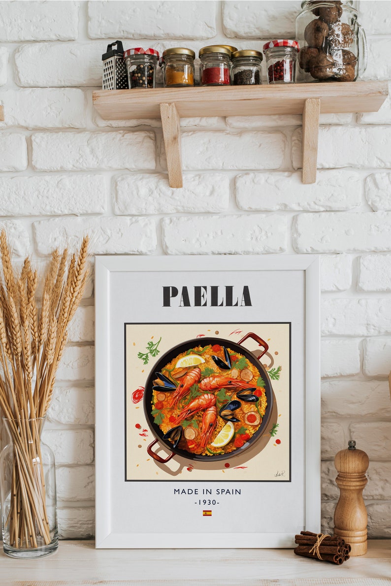 Paella Poster, Food Print, Modern Kitchen Decor, Spanish Food, Chef ...