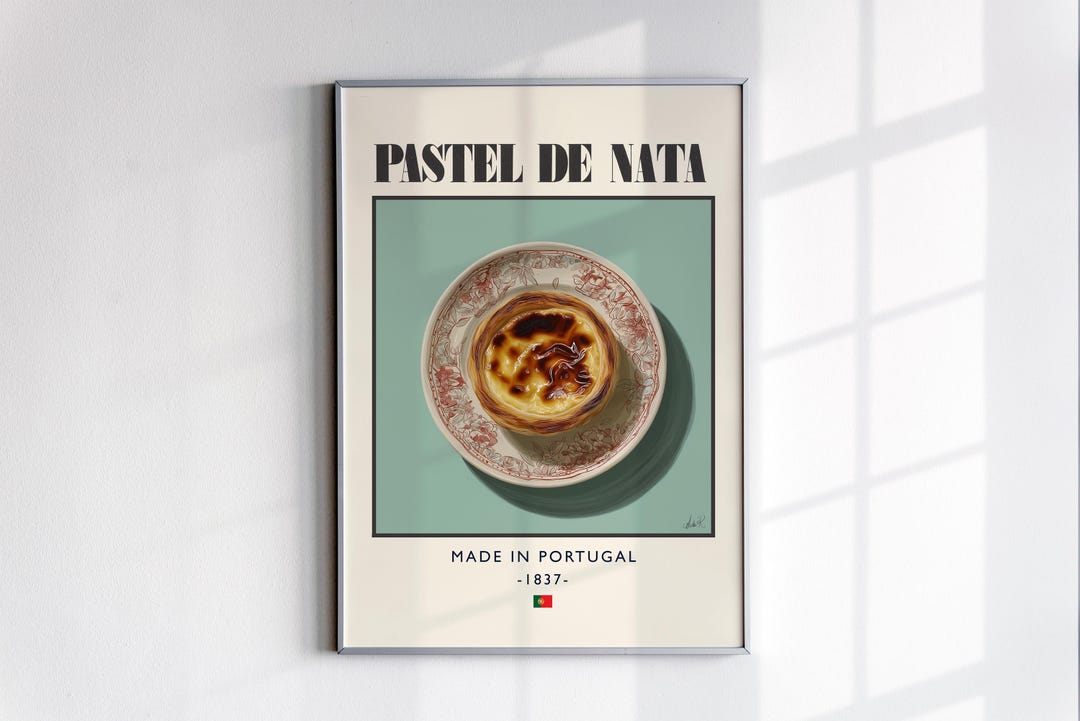 Pastel De Nata Poster, Food Print, Modern Kitchen Decor, Portuguese ...