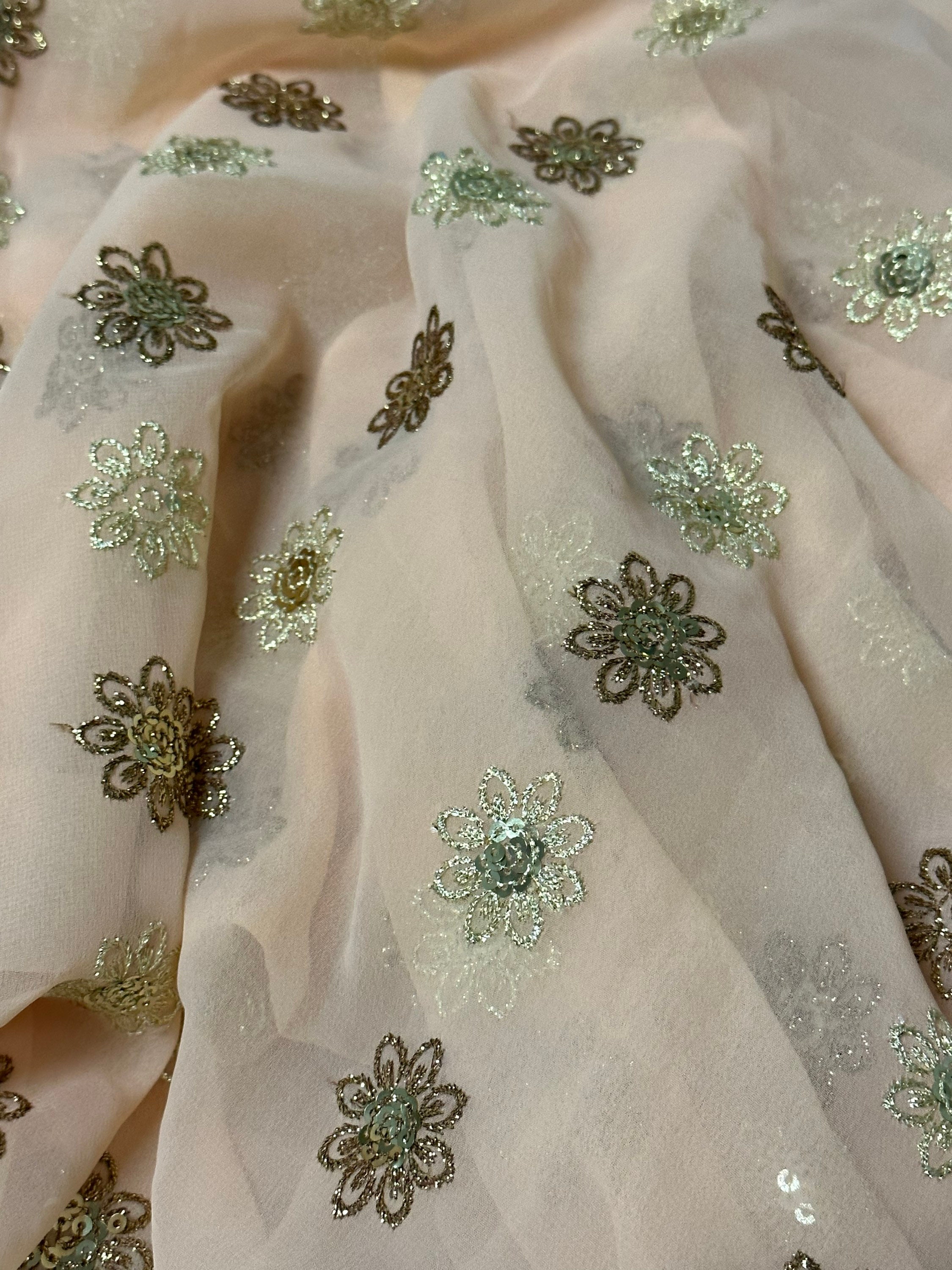Embroidered Sheer Indian Fabric - Etsy