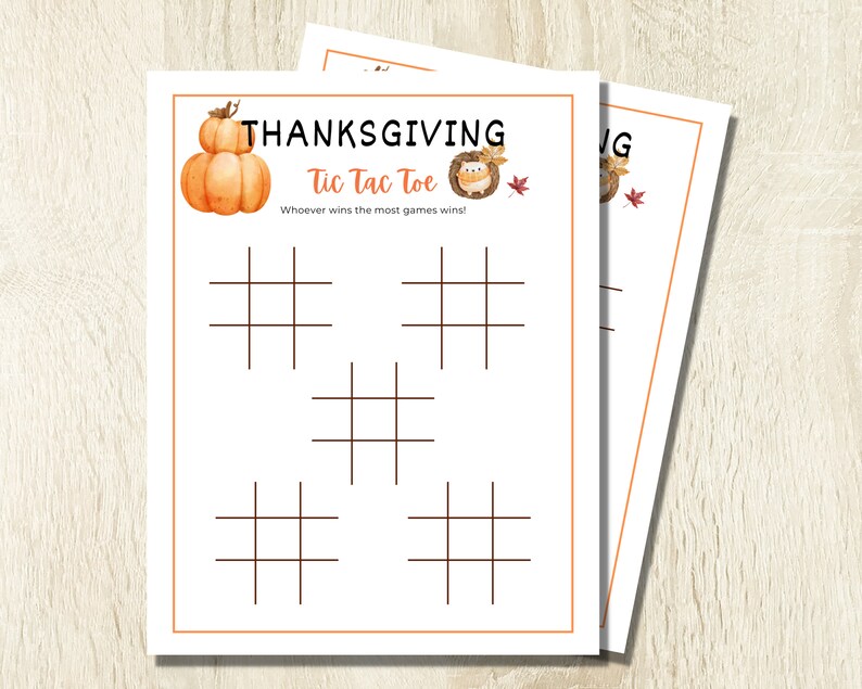 Tic Tac Toe Thanksgiving Printable Party Game, Thanksgiving Trivia Game ...