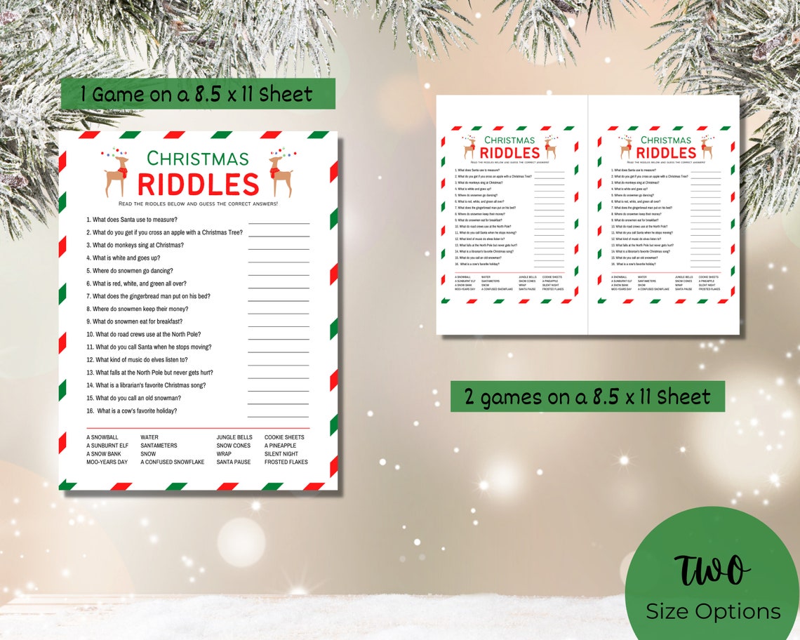 Christmas Riddles Printable Party Game Family Christmas Game - Etsy