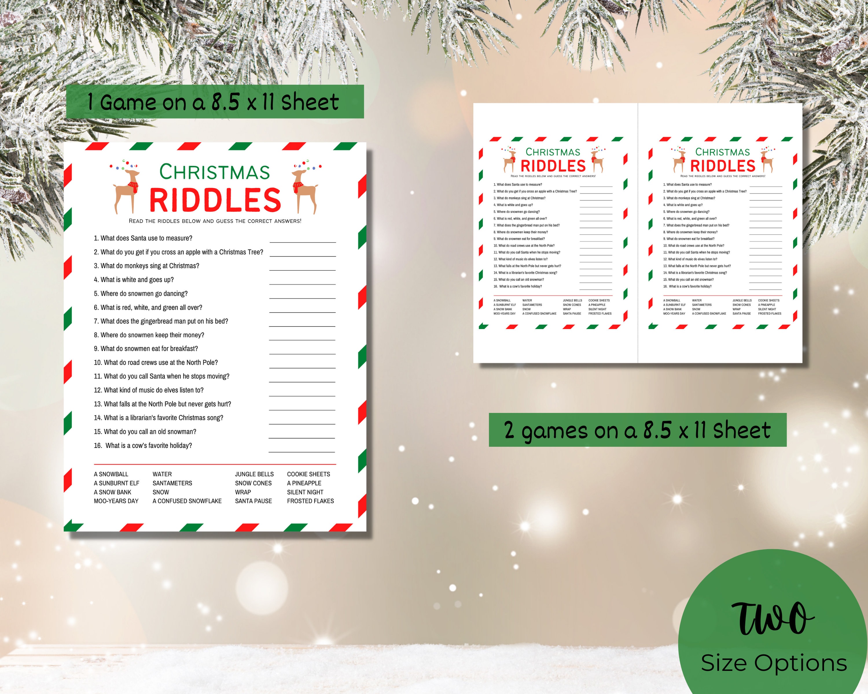 Christmas Riddles Printable Party Game, Family Christmas Game PDF ...