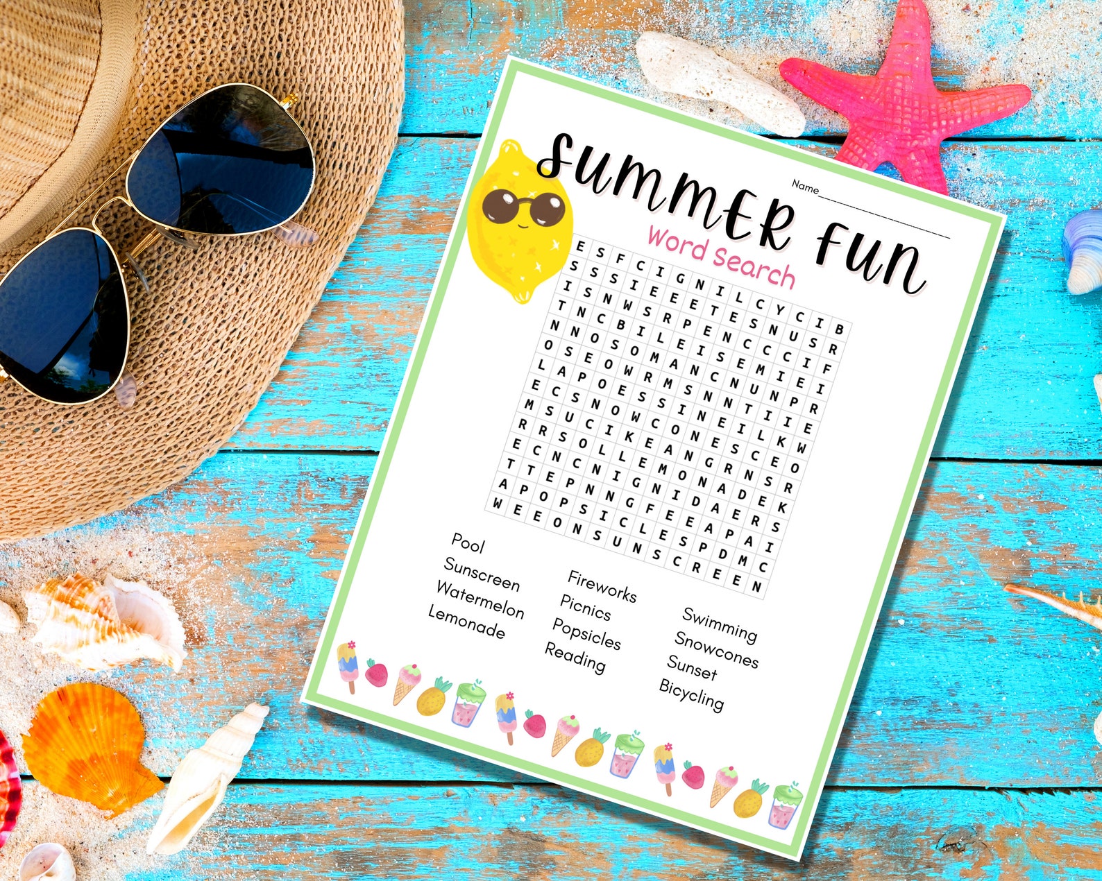 Summer Word Search Printable, Summertime Game, Summer Activity for Kids ...