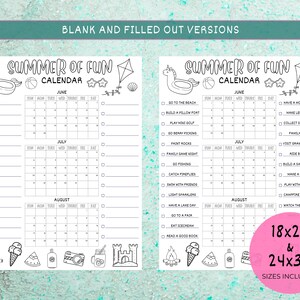 2025 Printable Summer Calendar Poster, Summer Poster, Summer Bucket ...