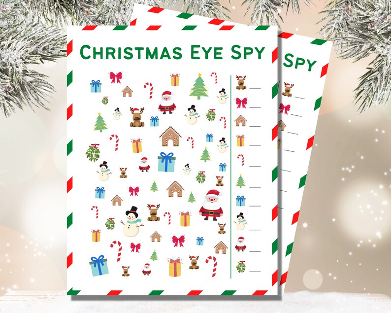 Christmas Printable Eye Spy Party Game, Family Christmas Game PDF ...