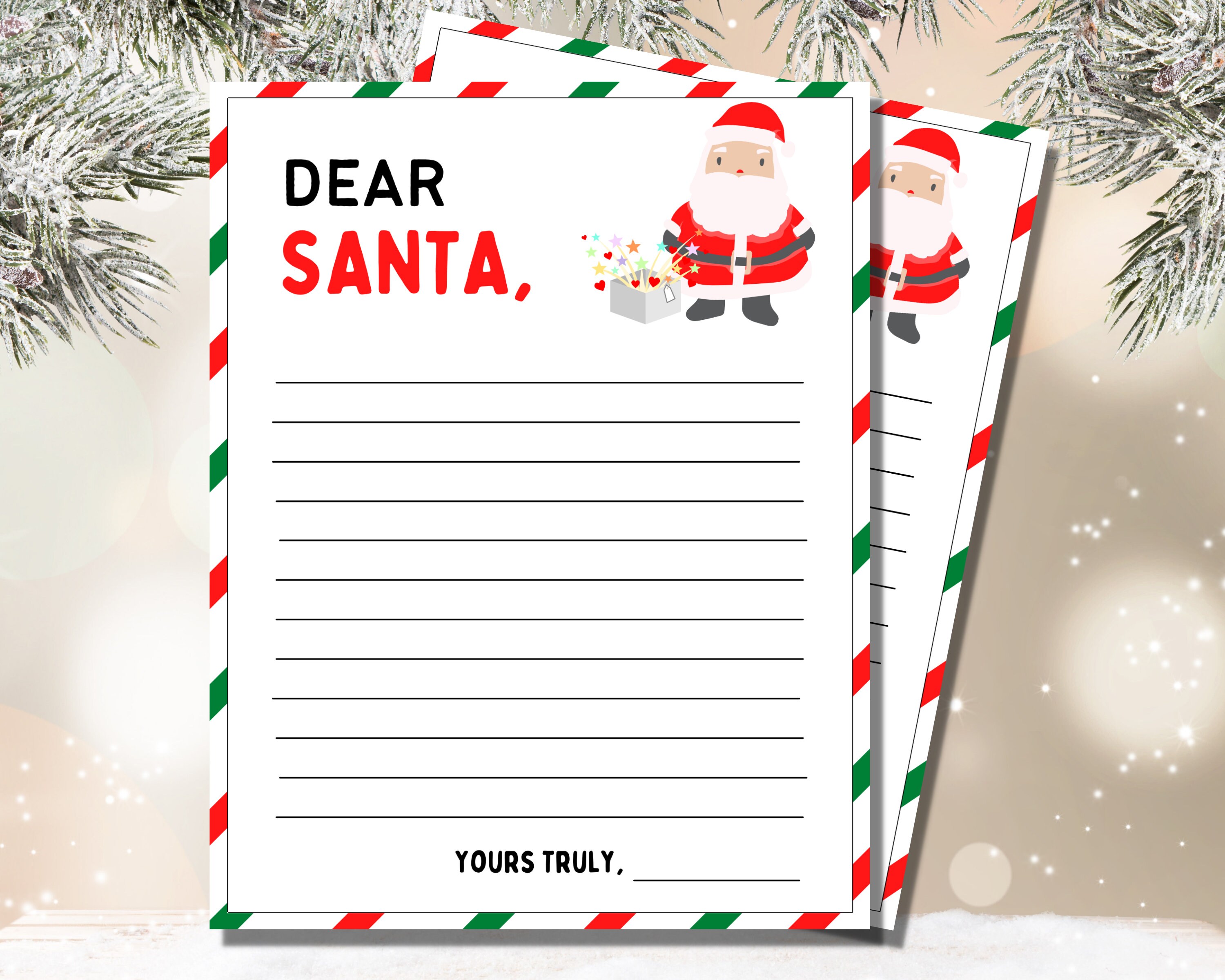 Christmas Printable Letter to Santa, Dear Santa Letter PDF, Printable ...