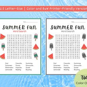 Summer Word Search, Printable Summertime Games, Summer Activities for ...