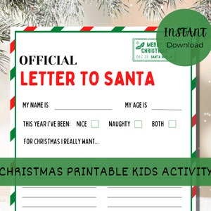 Christmas Printable Letter to Santa, Family Christmas Activity PDF ...