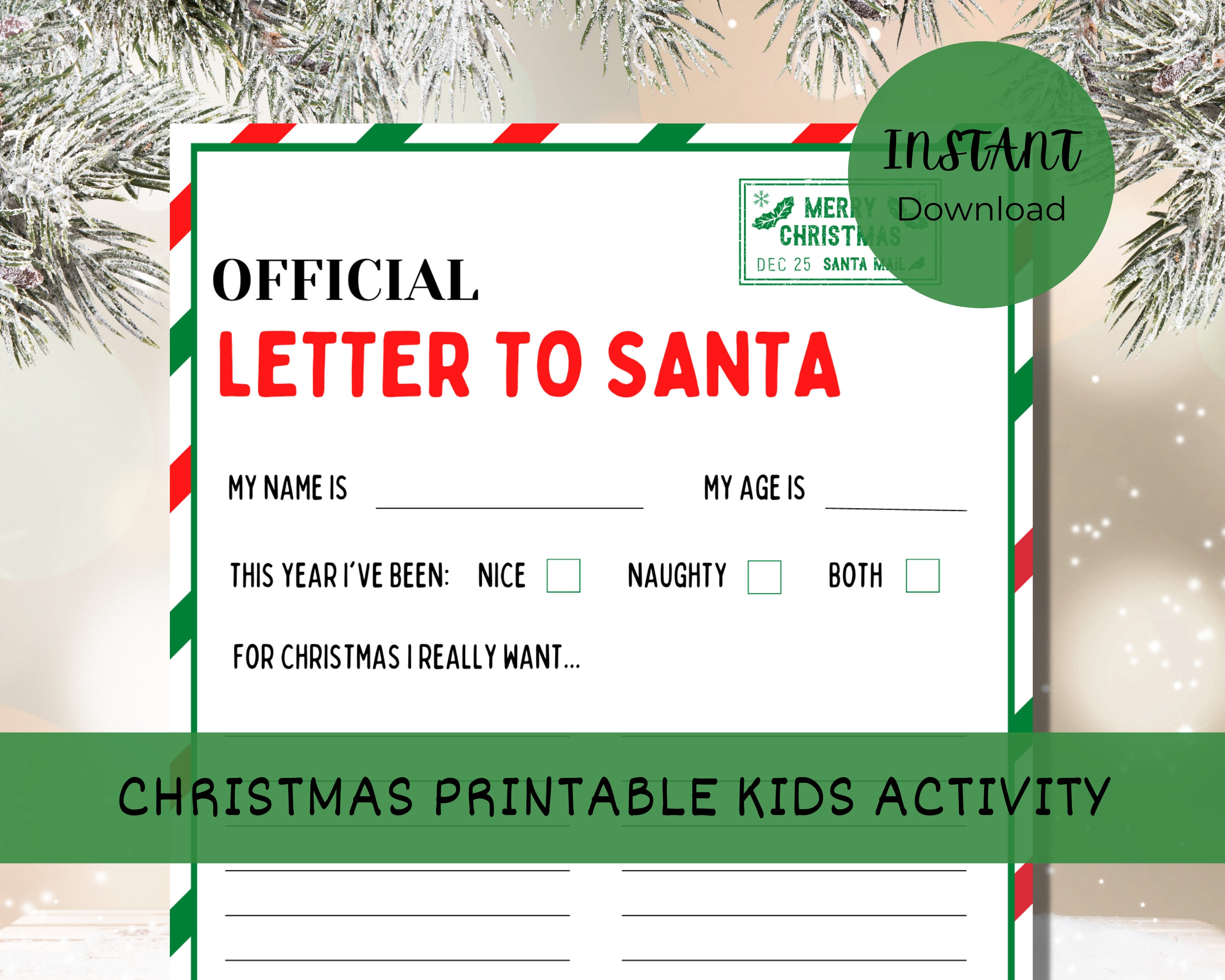 Christmas Printable Letter to Santa, Family Christmas Activity PDF ...