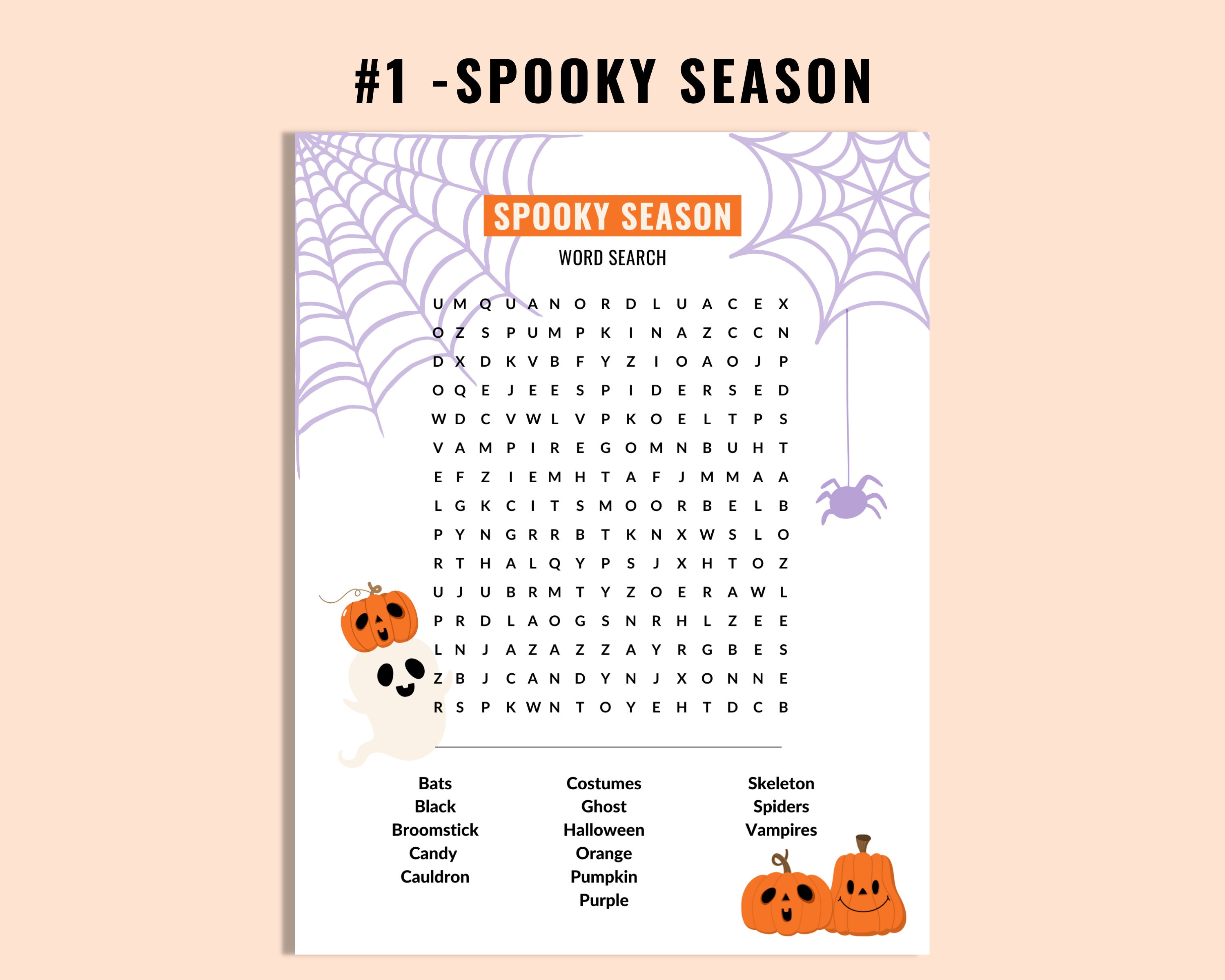Halloween Word Search Bundle, Digital Word Search Game, Printable ...