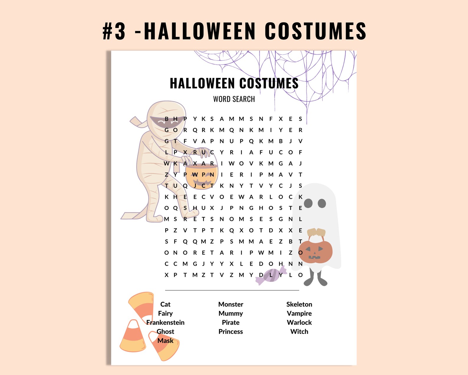 Halloween Word Search Bundle, Digital Word Search Game, Printable Halloween Word Search, Instant ...