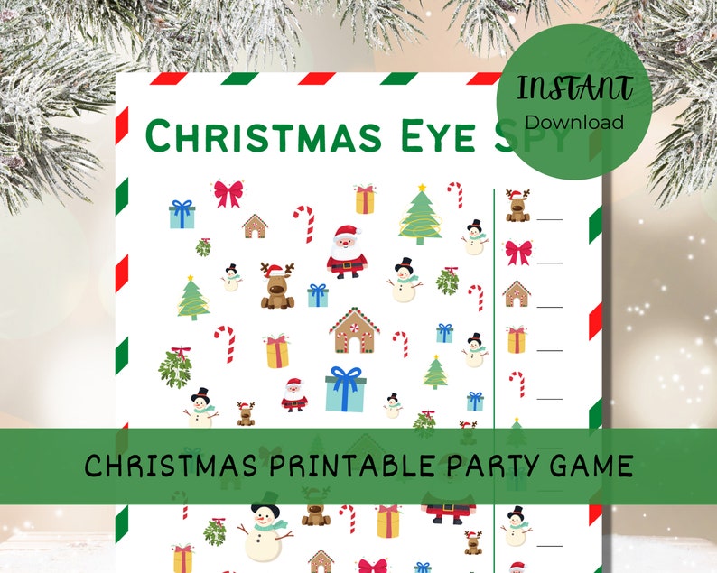 Christmas Printable Eye Spy Party Game, Family Christmas Game PDF ...