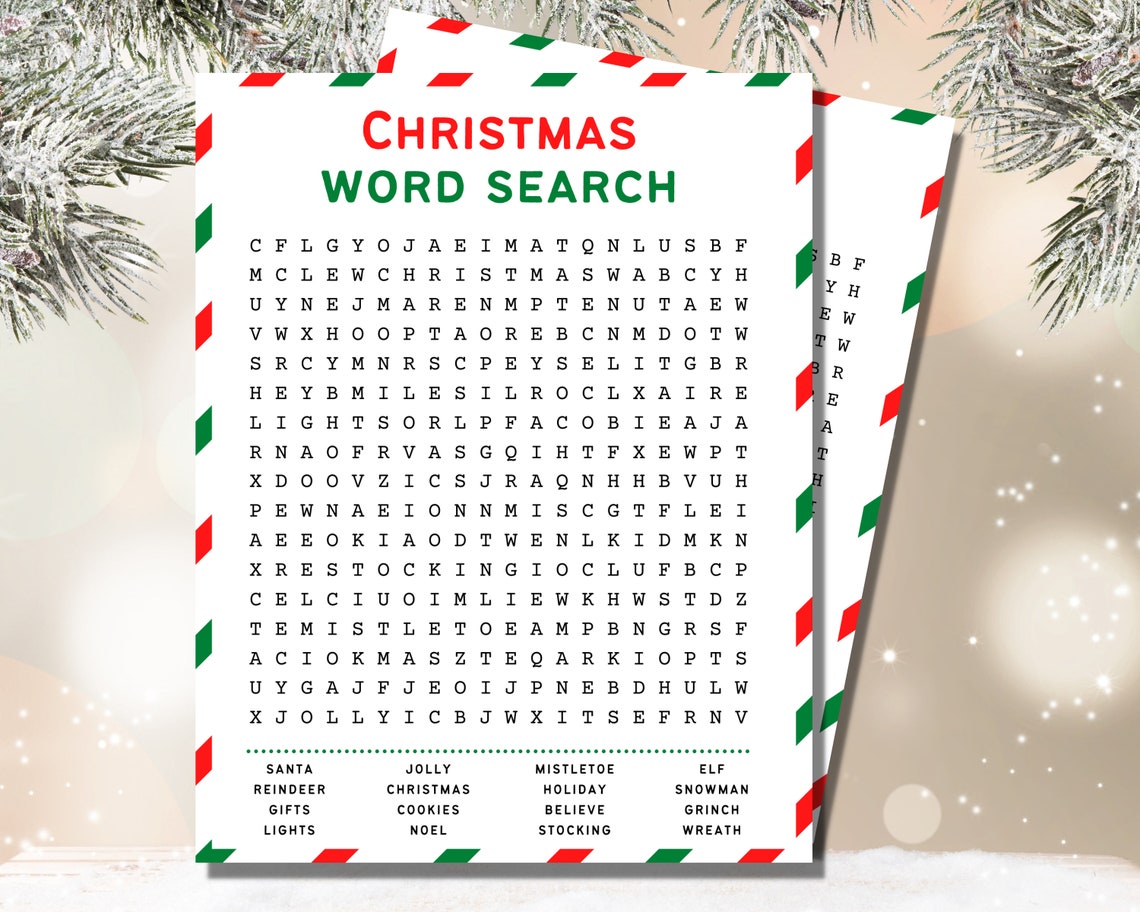 Christmas Printable Word Search Game, Family Christmas Game PDF ...