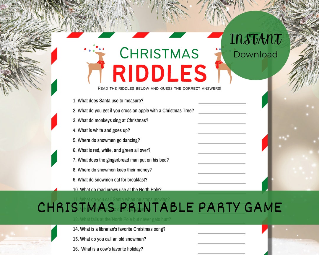 Christmas Riddles Printable Party Game, Family Christmas Game PDF ...