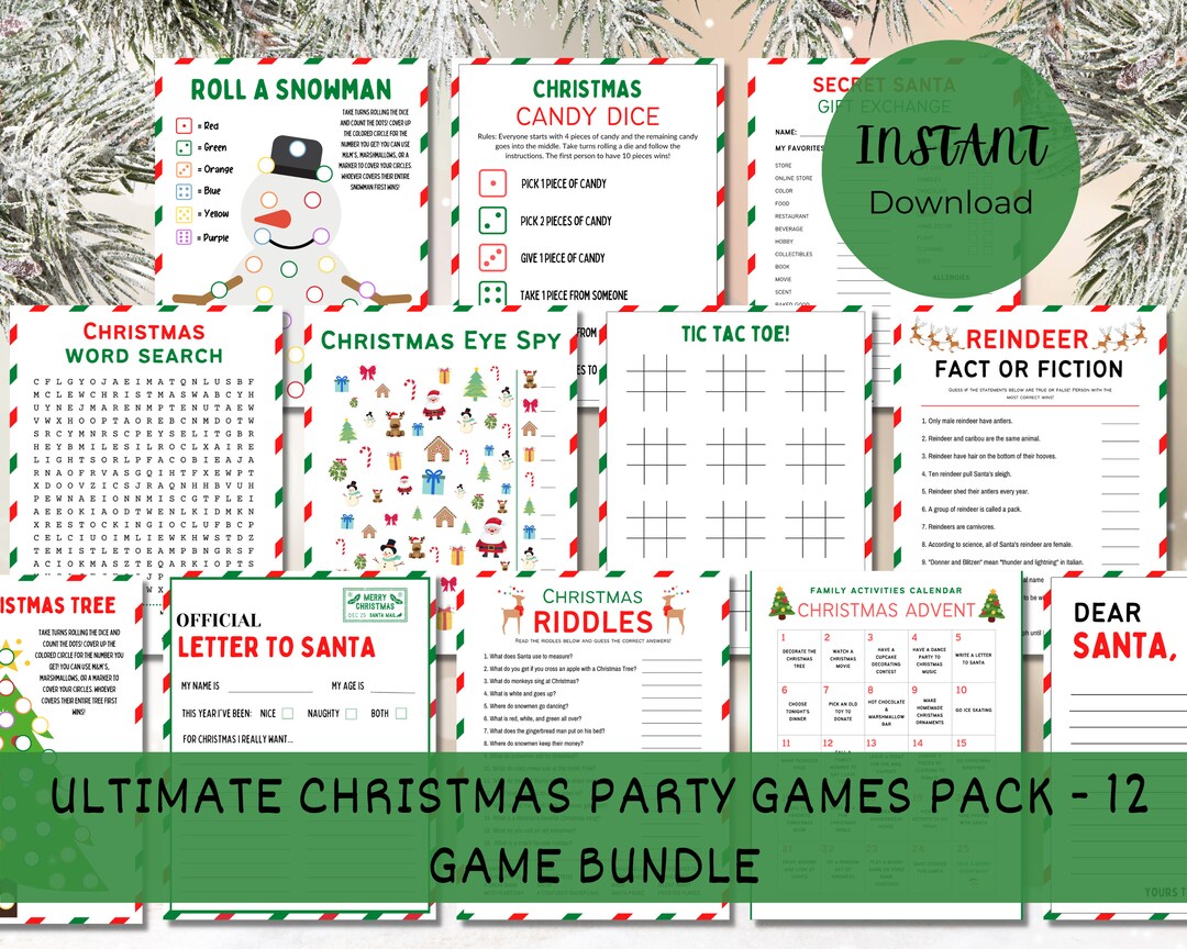 Ultimate Christmas Game Bundle, 12 Christmas Printable Party Games ...