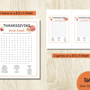 Thanksgiving Word Search Printable Party Game, Thanksgiving Trivia Game ...