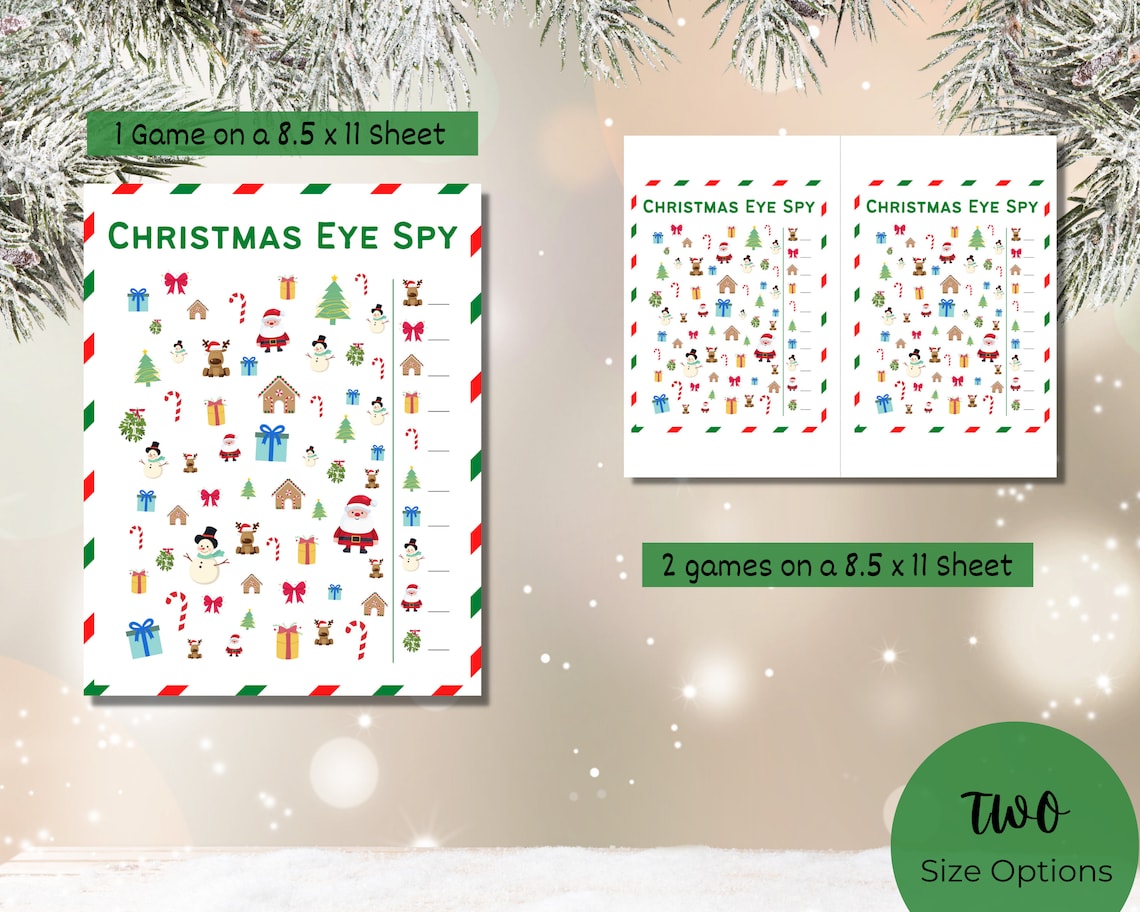 Christmas Printable Eye Spy Party Game, Family Christmas Game PDF ...