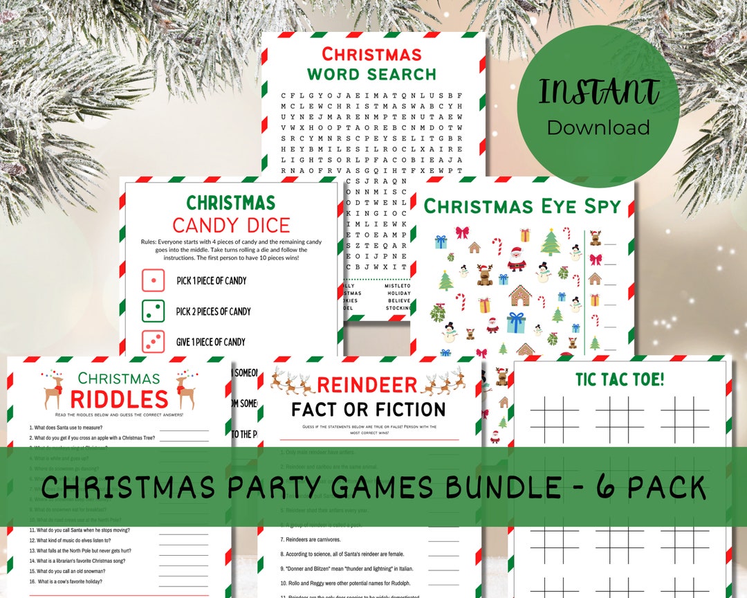 Christmas Game Bundle, 6 Christmas Printable Party Games, Family ...