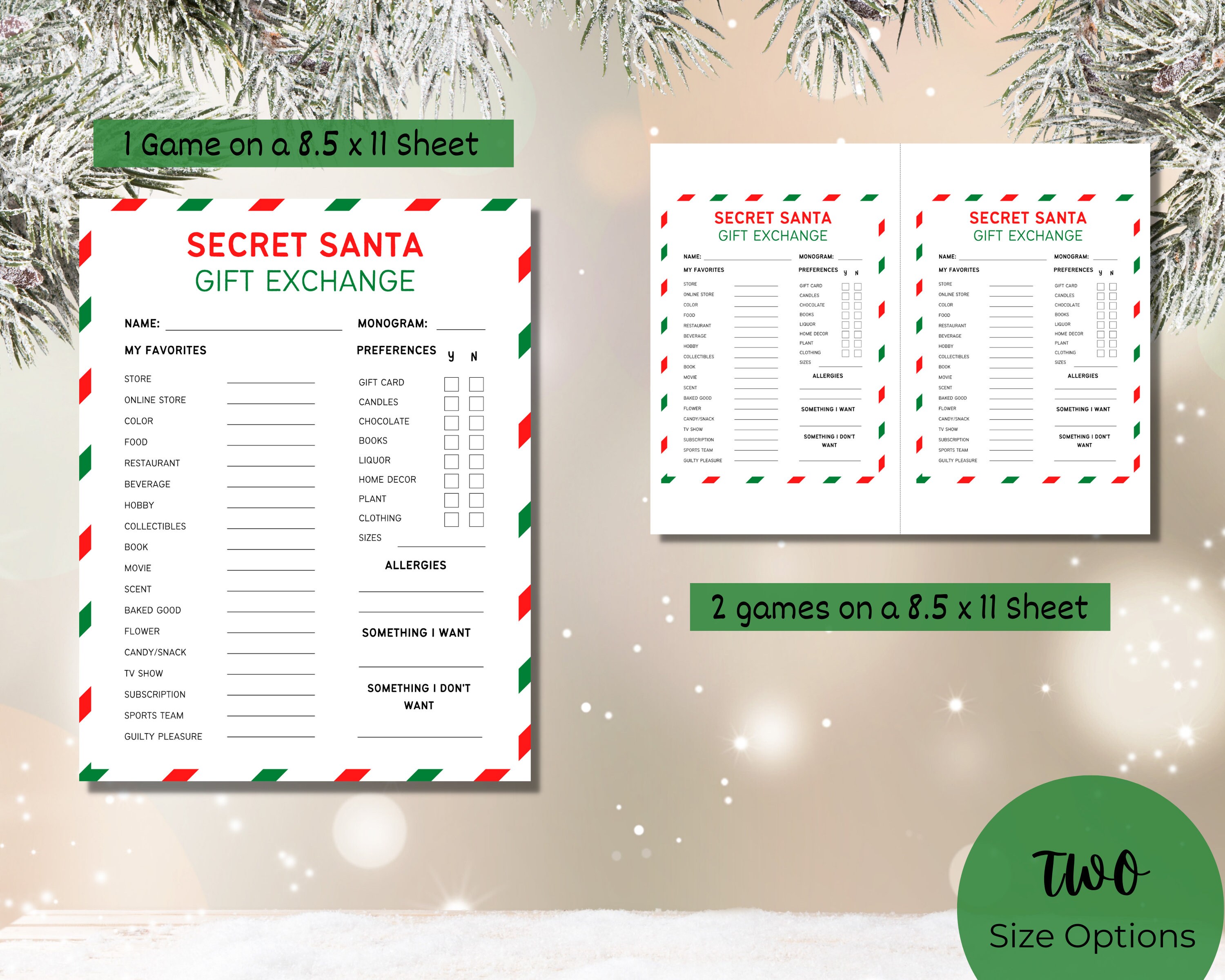 Christmas Printable Party Game, Secret Santa Gift Exchange, Printable ...