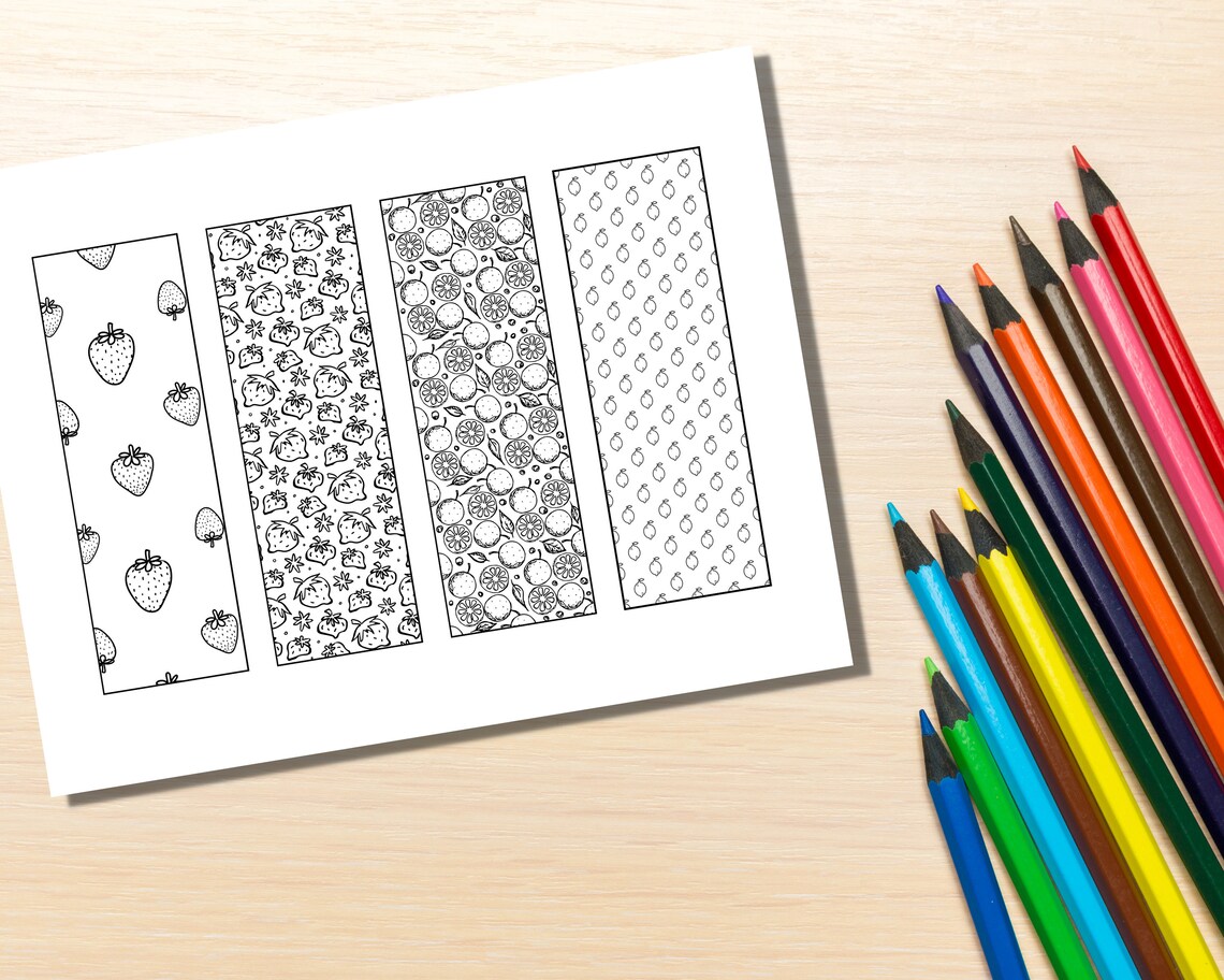 Printable Coloring Bookmark, Set of 6 Printable Bookmarks, Digital ...