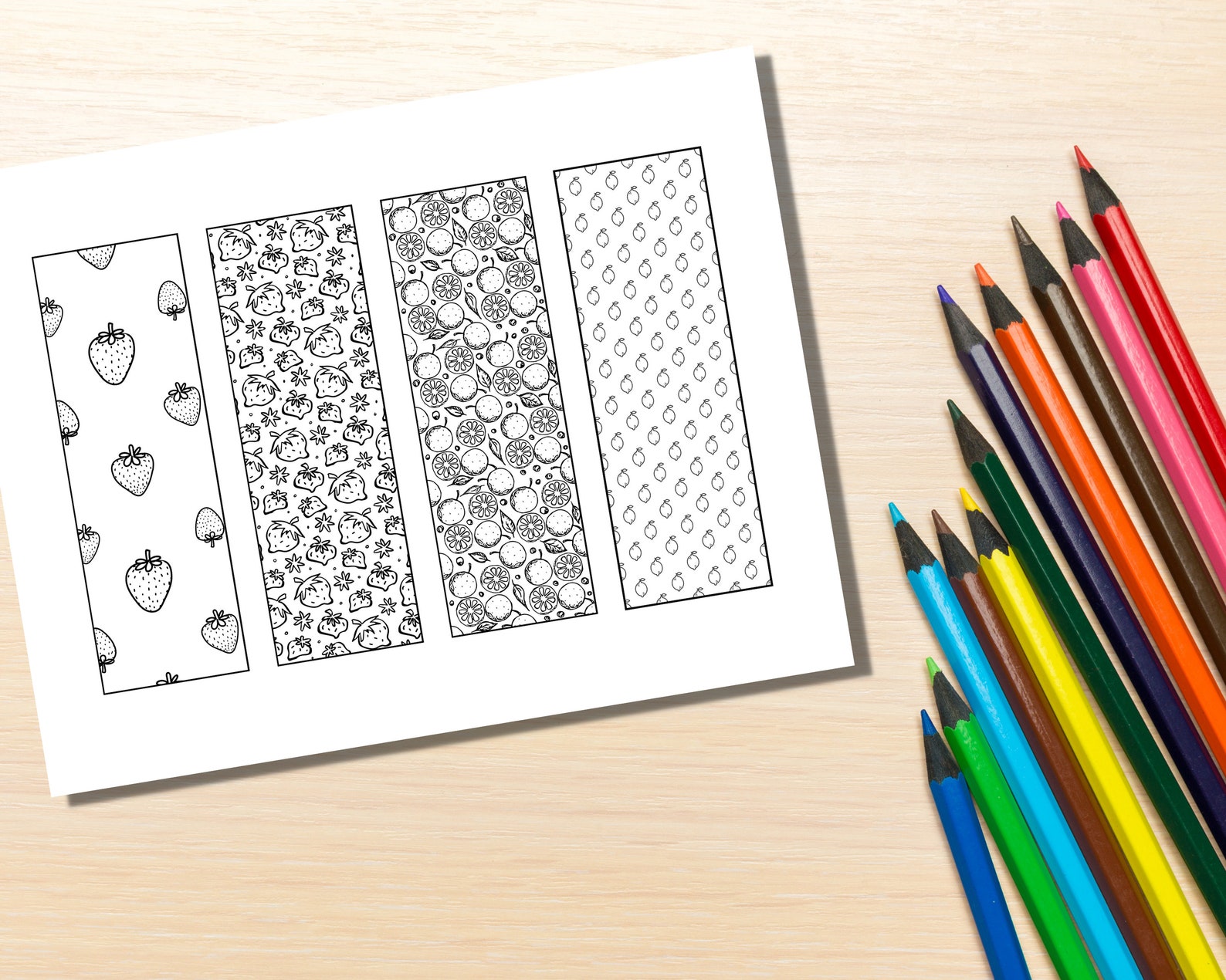 Printable Coloring Bookmark, Set of 6 Printable Bookmarks, Digital ...