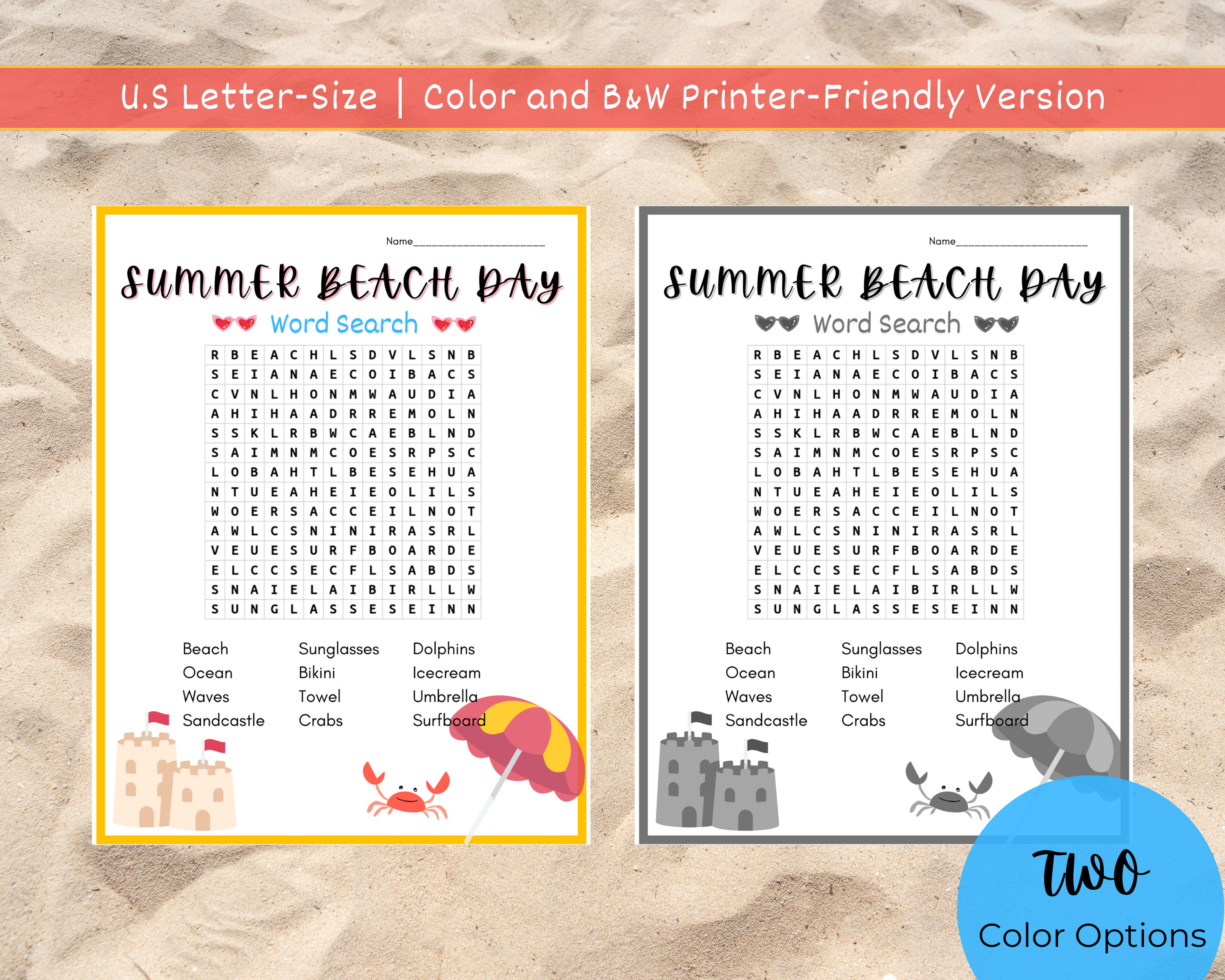 Summer Word Search Printable, Summertime Game, Summer Activity for Kids ...