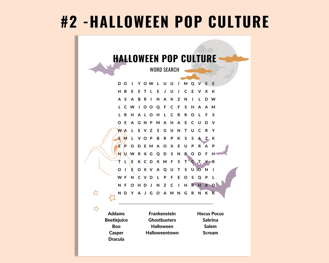 Halloween Word Search Bundle, Digital Word Search Game, Printable ...