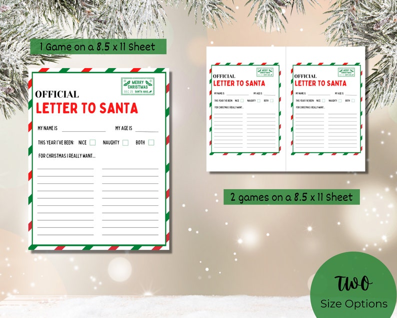 Christmas Printable Letter to Santa, Family Christmas Activity PDF ...