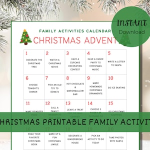 Christmas Printable Advent Calendar, Family Advent Calendar PDF ...