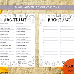 Fall Bucket List Printable, Autumn Bucket List Template, Fall to Do ...