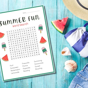 Summer Word Search, Printable Summertime Games, Summer Activities for ...