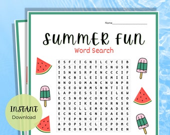 Summer Word Search Printable, Summertime Game, Summer Activity for Kids ...