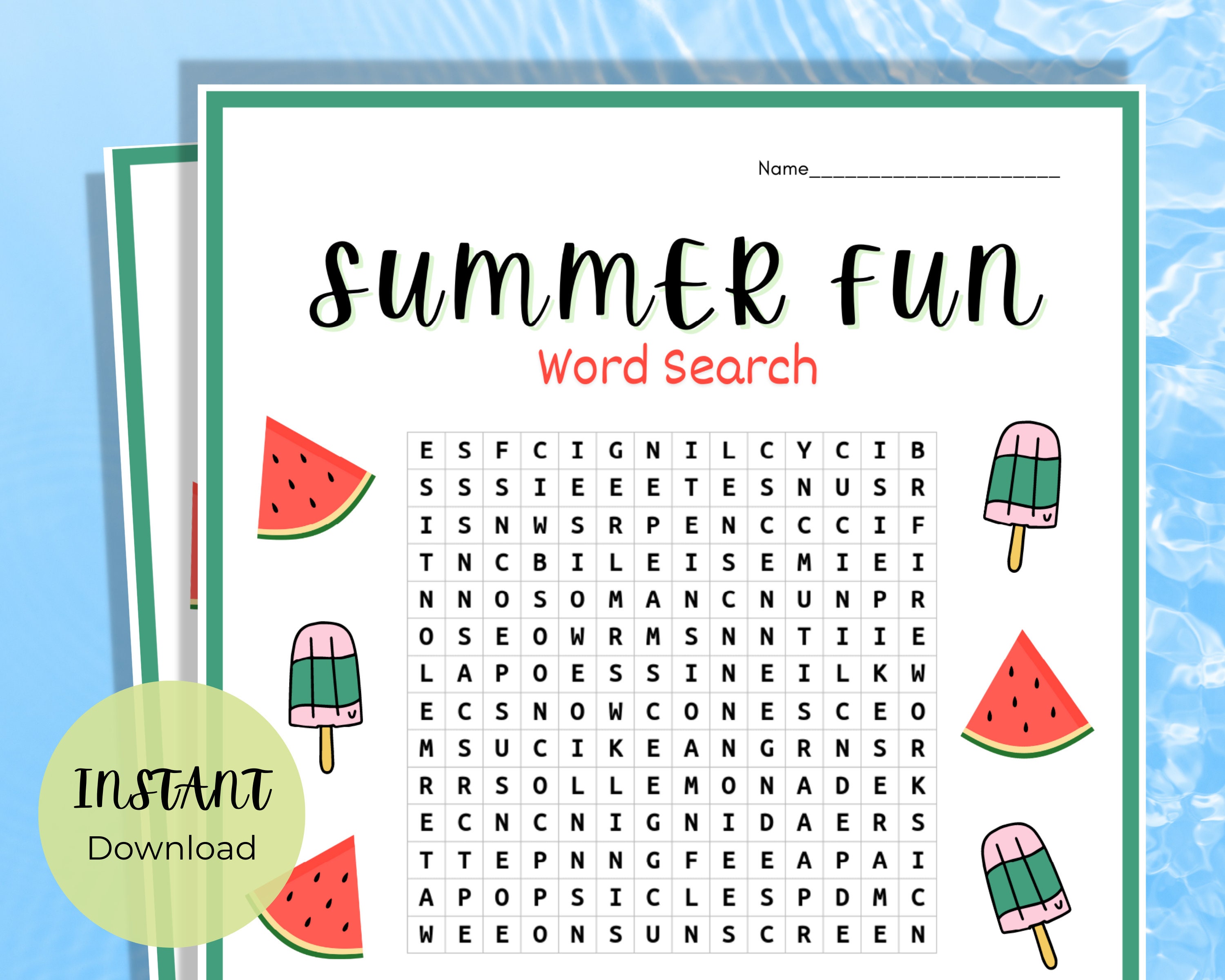 Summer Word Search, Printable Summertime Games, Summer Activities for ...
