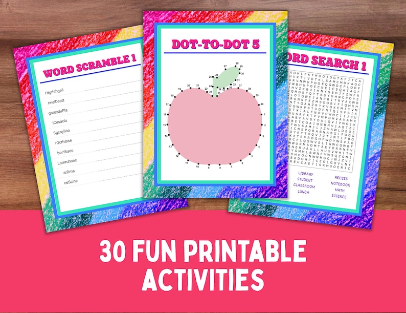 Back to School Printable Activity Pack, Kids School Games, Classroom ...