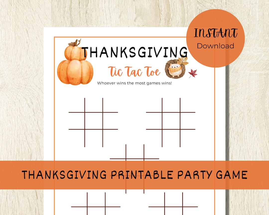 Tic Tac Toe Thanksgiving Printable Party Game, Thanksgiving Trivia Game ...