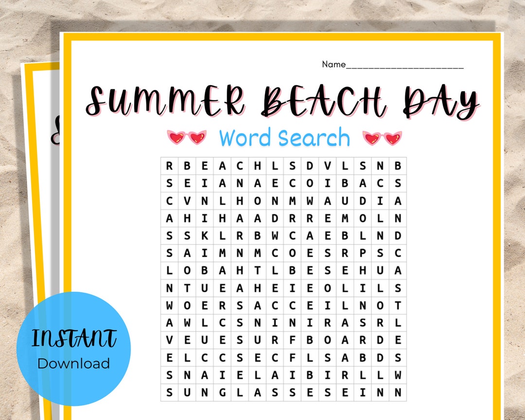 Summer Word Search Printable, Summertime Game, Summer Activity for Kids ...