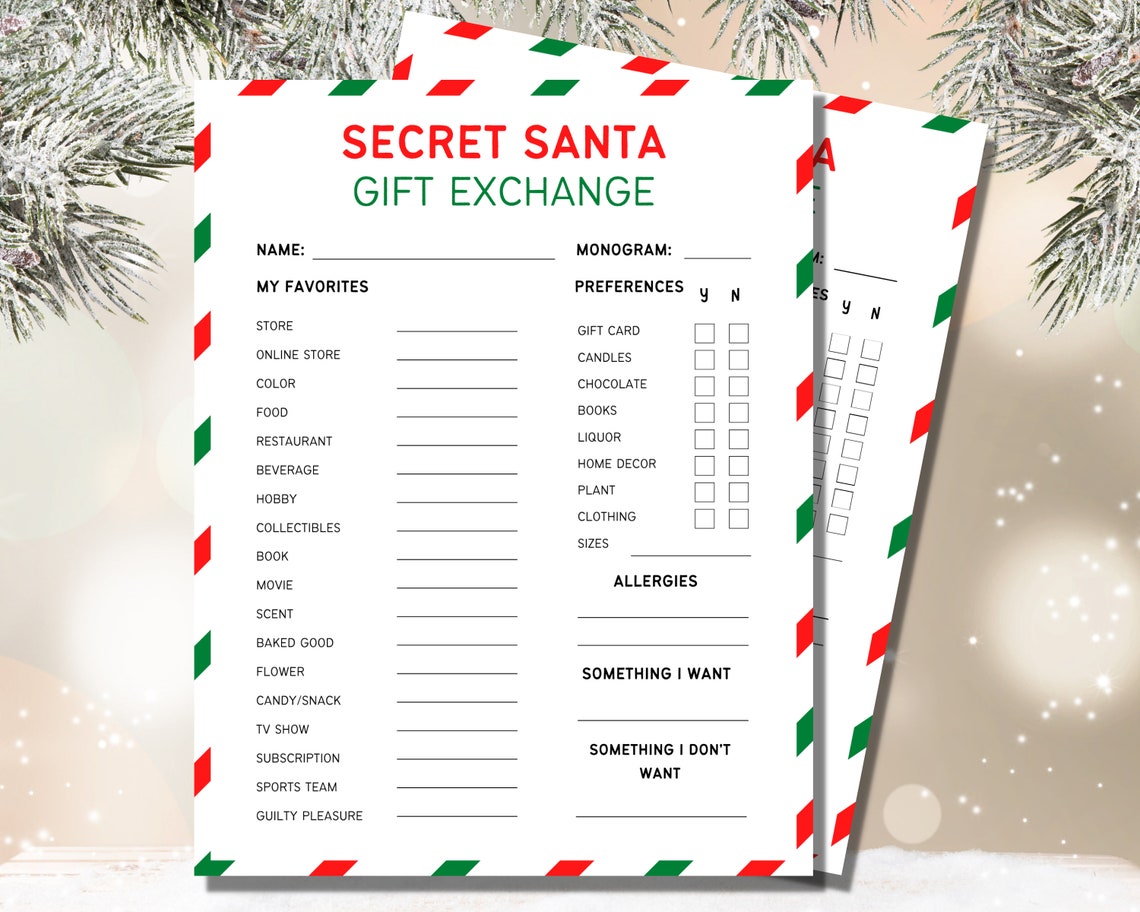 Christmas Printable Party Game, Secret Santa Gift Exchange, Printable ...