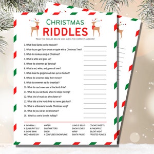 Christmas Riddles Printable Party Game, Family Christmas Game PDF ...